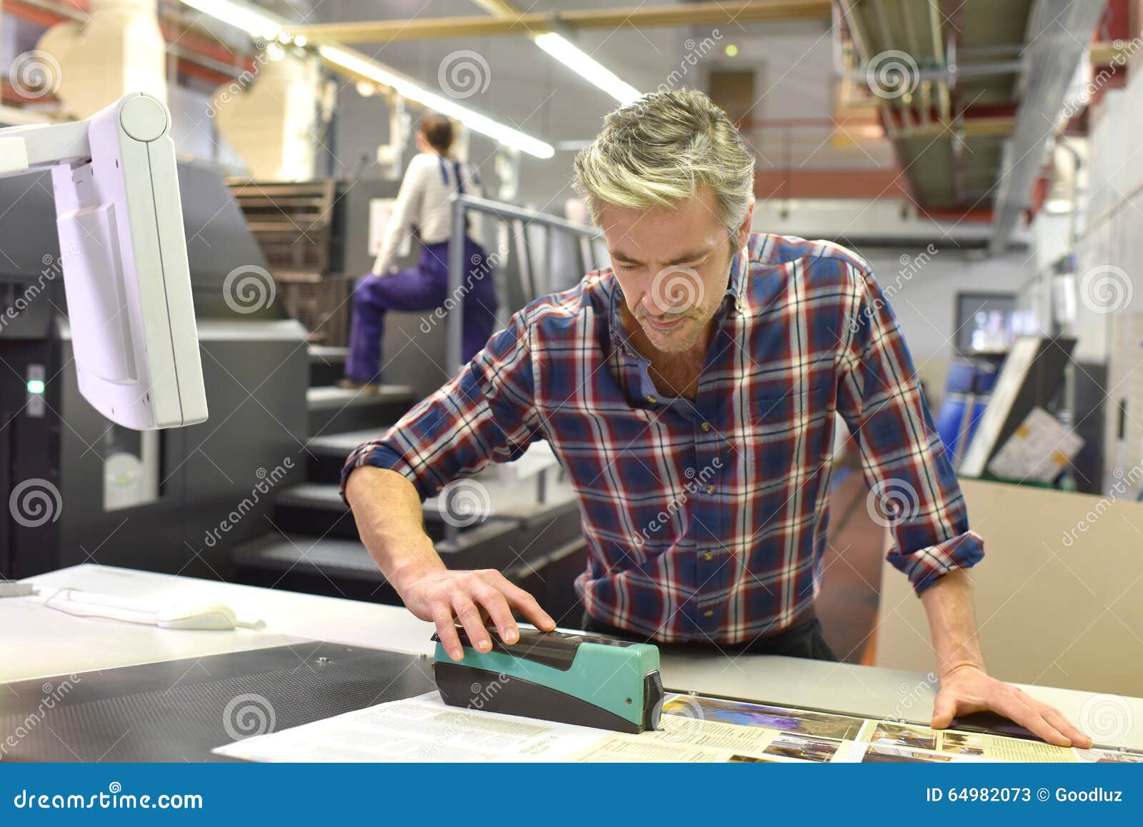 Man Working in Printing Industry Stock Image - Image of indoors ...