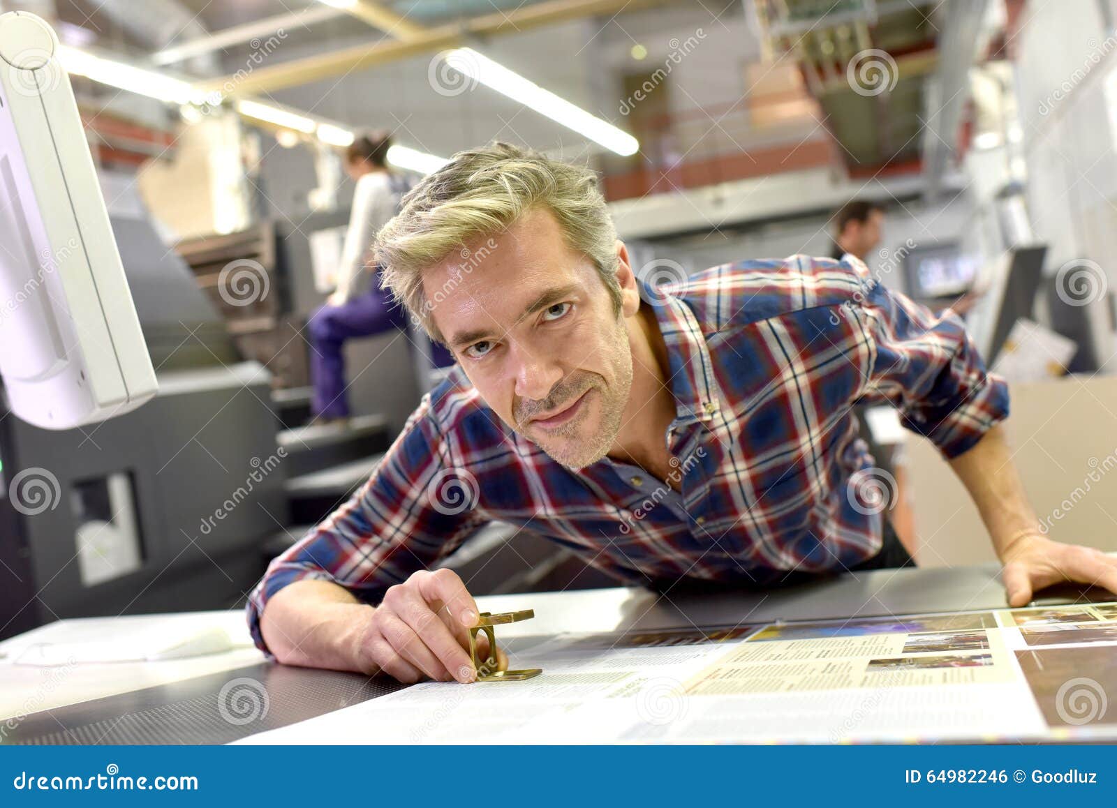 Man Working in Printing Industry Stock Photo - Image of printshop, work ...