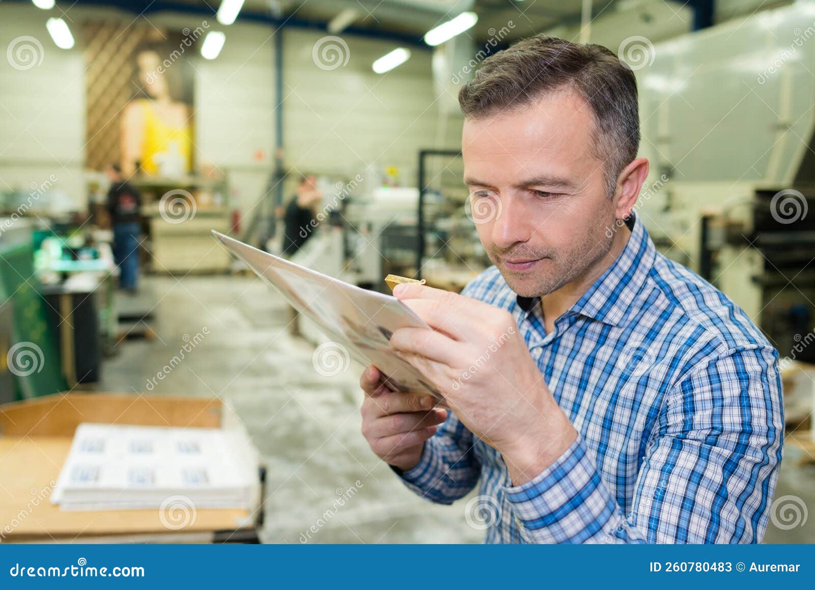 Man Working in Printing Warehouse Stock Image - Image of noise ...
