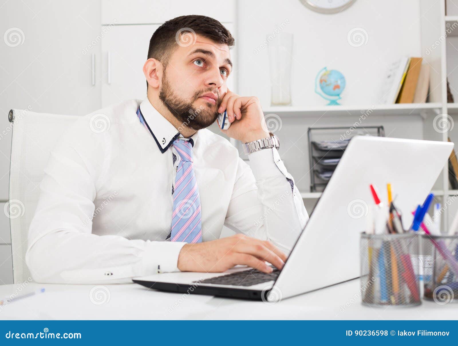 Man working productively stock photo. Image of process - 90236598