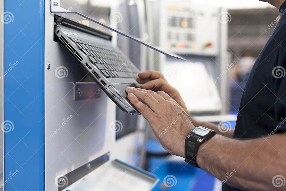 Man Working at Programmable Machine Stock Image - Image of cutting ...