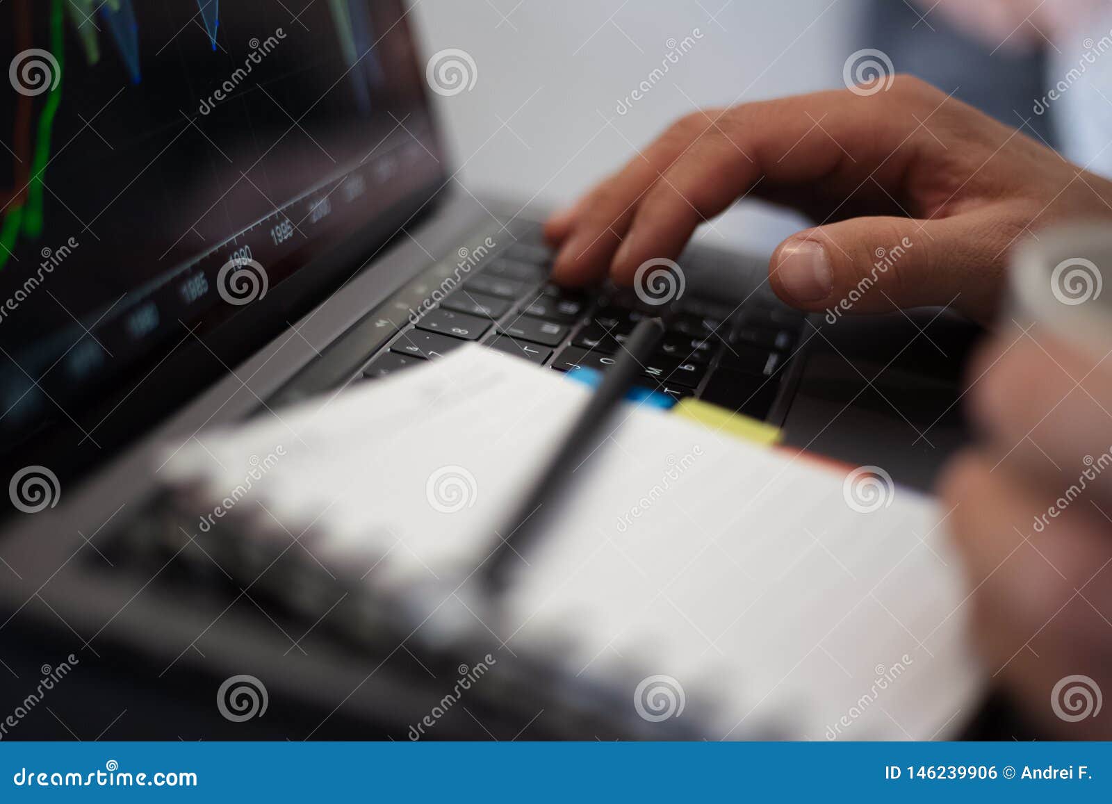 Man Working on a Project on Laptop Stock Photo - Image of happy, adult ...