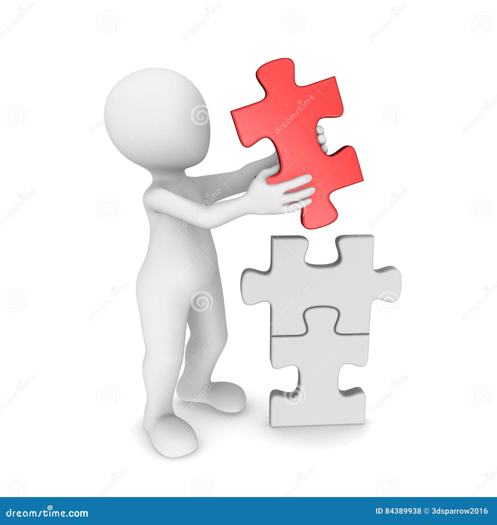 Man working with puzzle. stock illustration. Illustration of cartoon ...