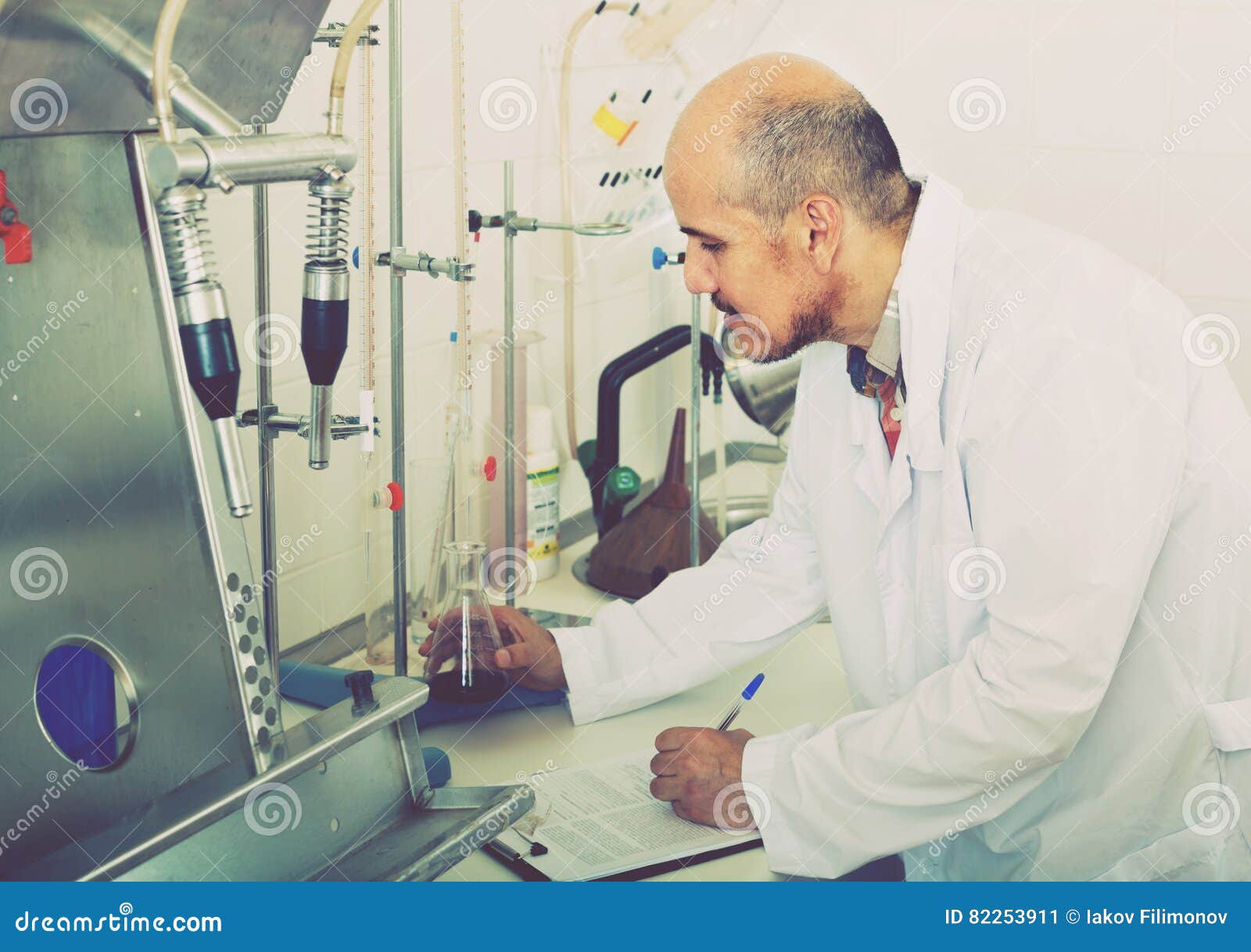 Man Working with Quality Tests Stock Image - Image of method, caucasian ...