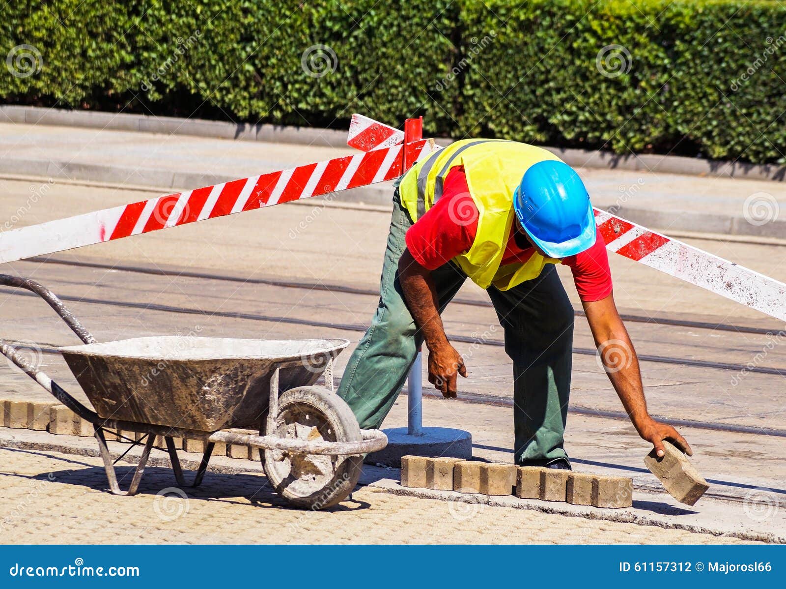 Man is Working at the Road Construction Stock Photo - Image of middle ...