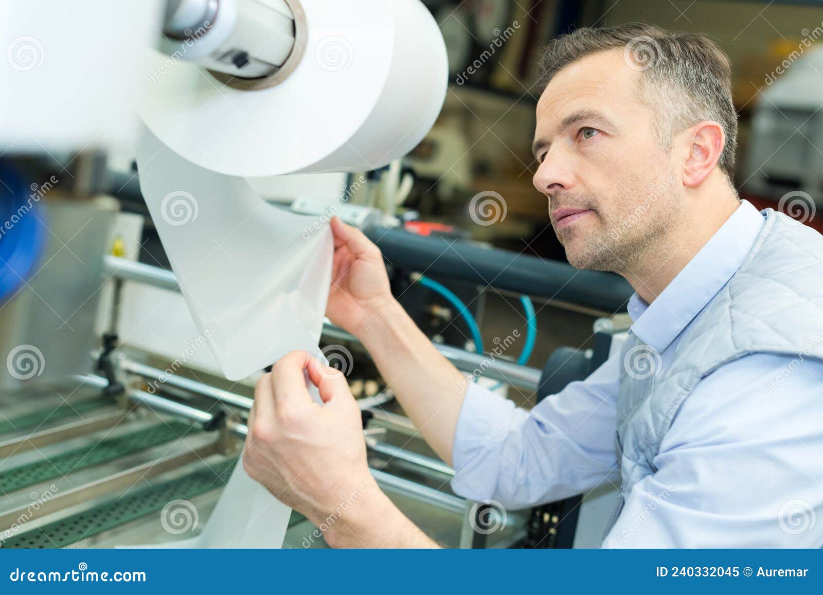 Man Working with Roll Paper in Newspaper Factory Stock Image - Image of ...