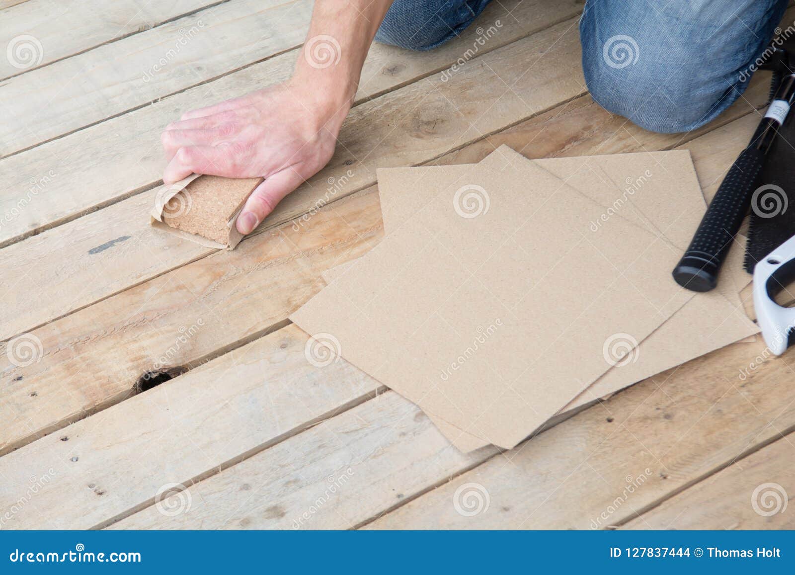 Carpenter Working with Sand Paper Stock Photo - Image of craft, work ...