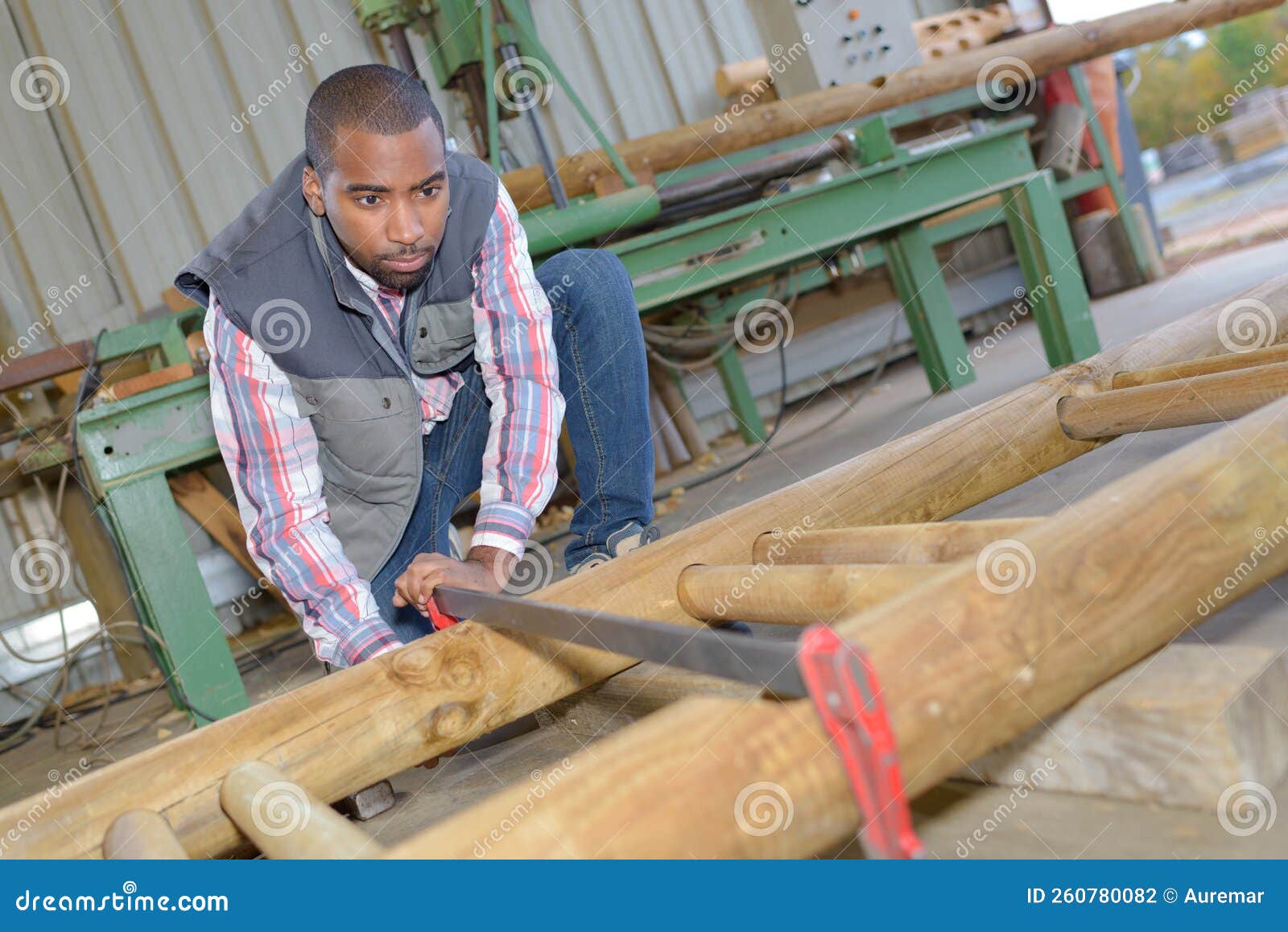 Man working in sawmill stock photo. Image of joiner - 260780082