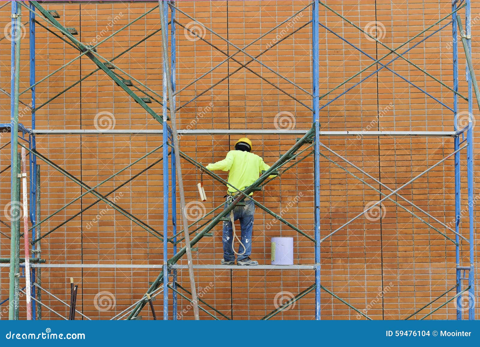 Man Working on Scaffolding. Stock Photo - Image of deco, platform: 59476104