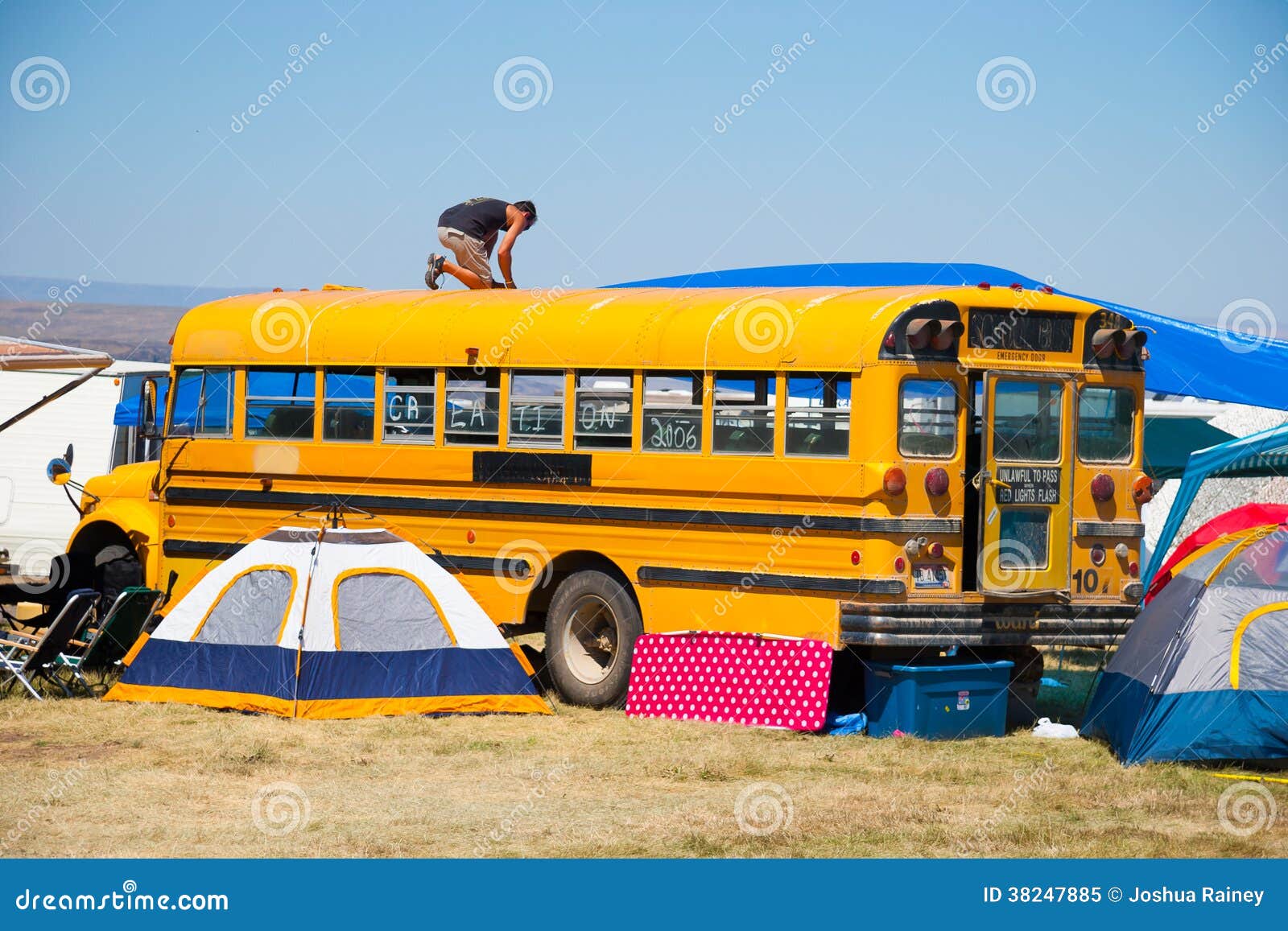 Man Working on School Bus editorial image. Image of creation - 38247885