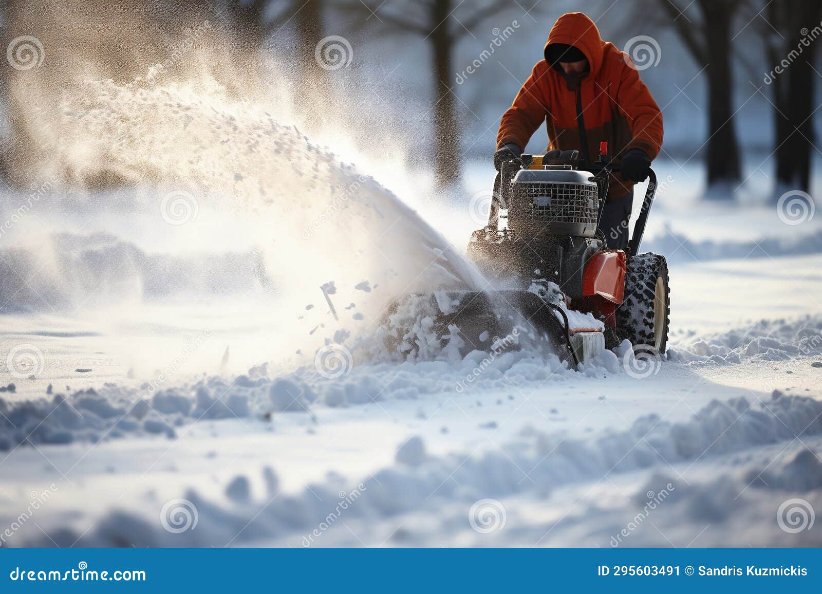 Man Working with Snow Blower. Generative AI Stock Illustration ...