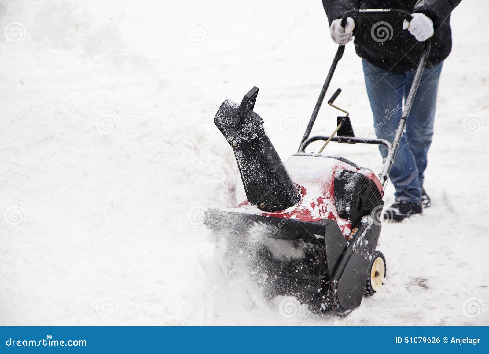 Man Working with a Snow Blowing Machine Stock Photo - Image of clean ...