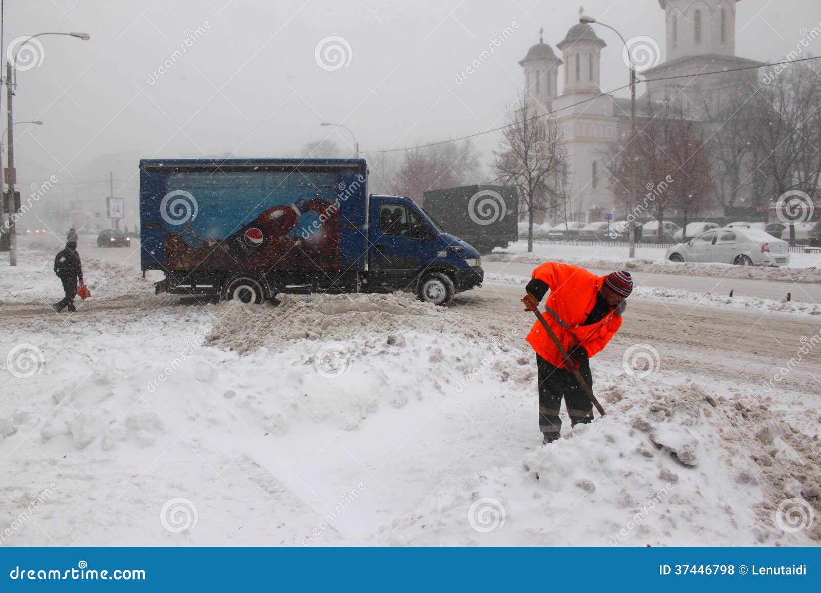 Man Working at Snow Removal Editorial Stock Photo - Image of working ...