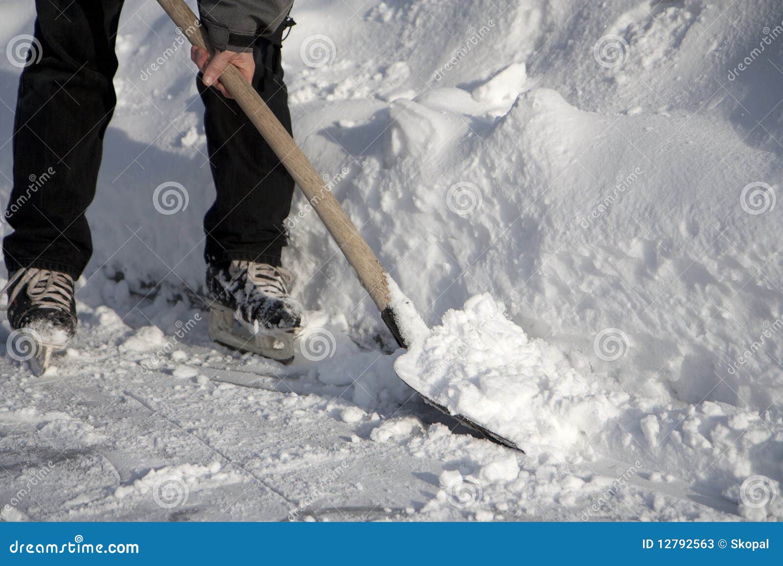 Man Working with Snow Shovel Stock Image - Image of snow, prepare: 12792563