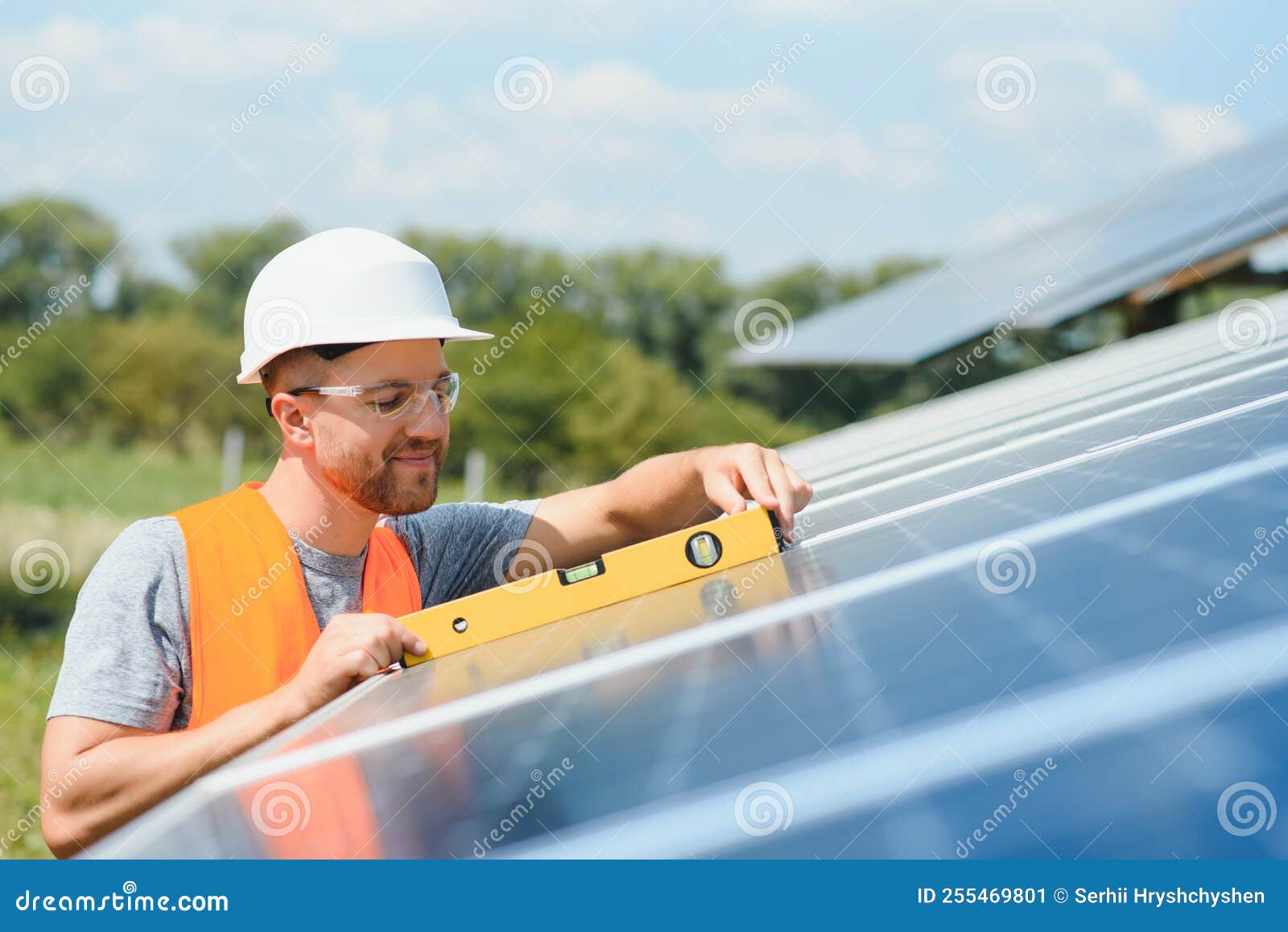 A Man Working at Solar Power Station. Stock Image - Image of ...