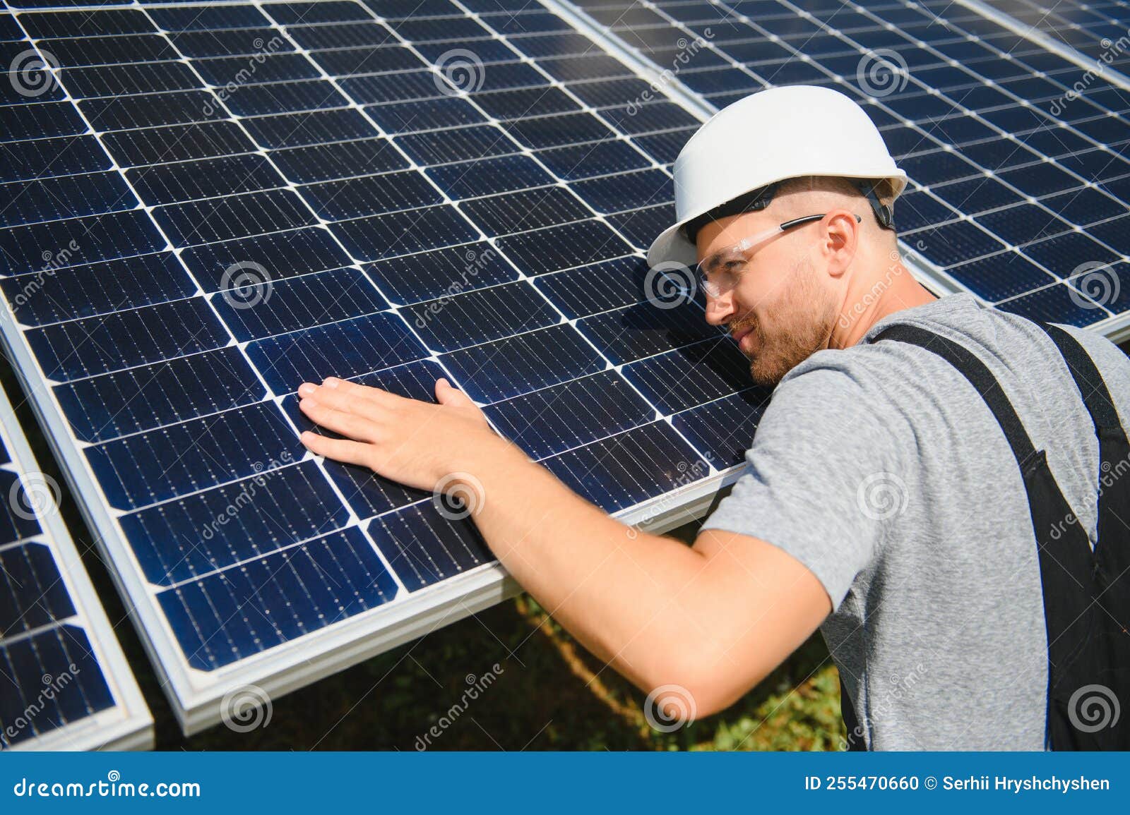 A Man Working at Solar Power Station. Stock Photo - Image of energy ...