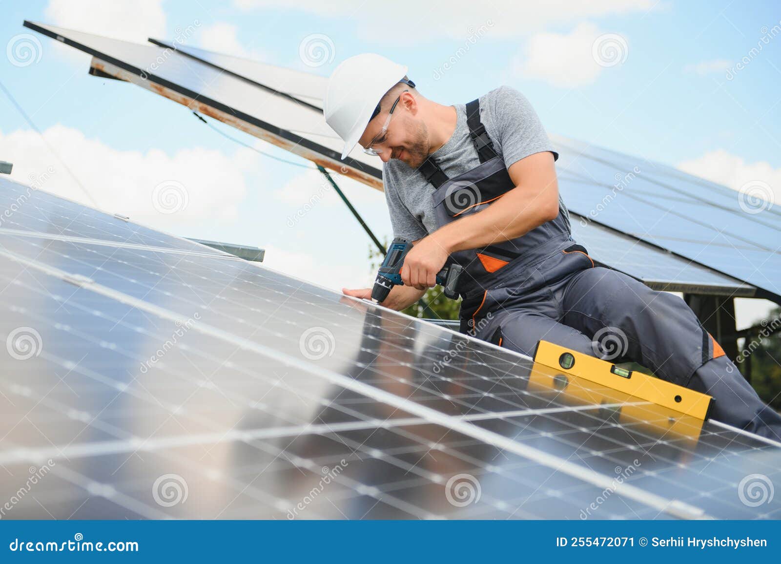 A Man Working at Solar Power Station. Stock Image - Image of solar ...