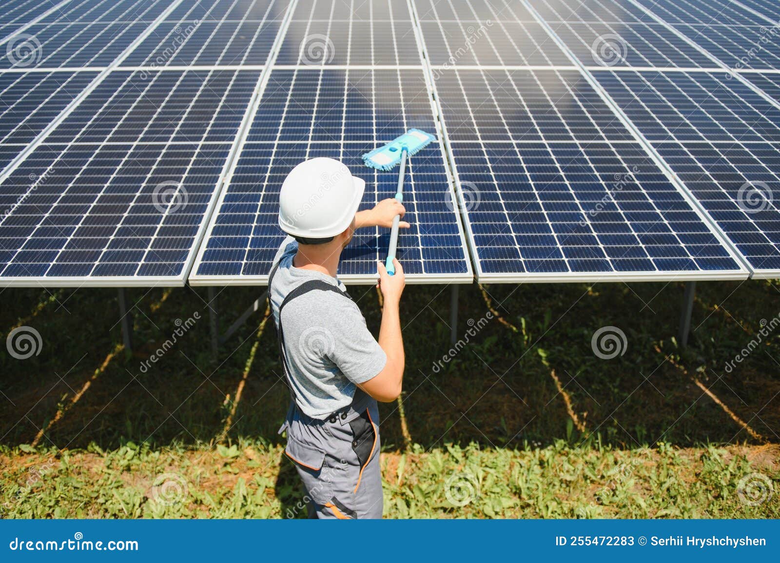 A Man Working at Solar Power Station. Stock Image - Image of person ...