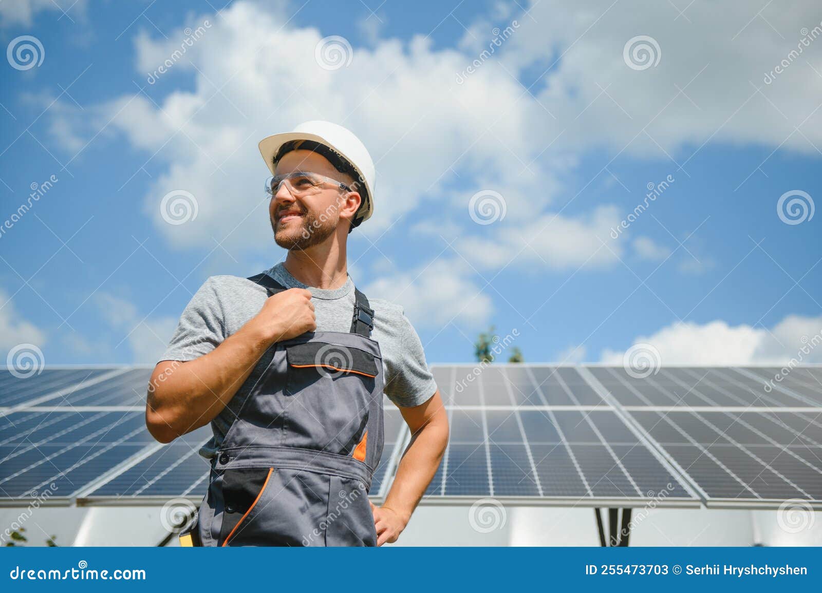 A Man Working at Solar Power Station. Stock Image - Image of ...