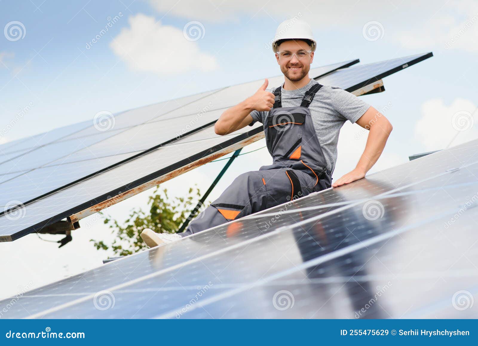 A Man Working at Solar Power Station. Stock Image - Image of ...