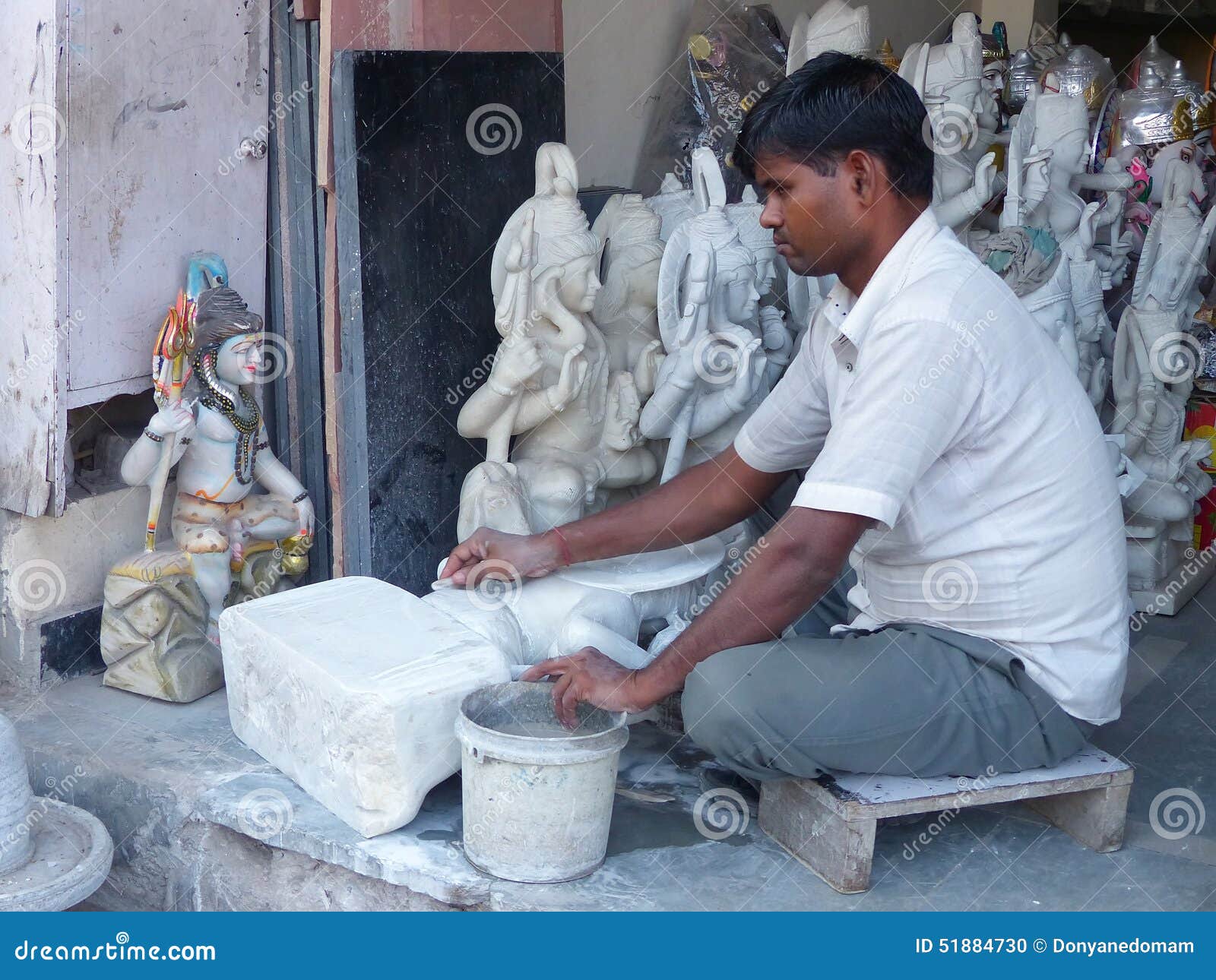 Man Working on a Statue at a Workshop in Delhi, India Editorial Image ...