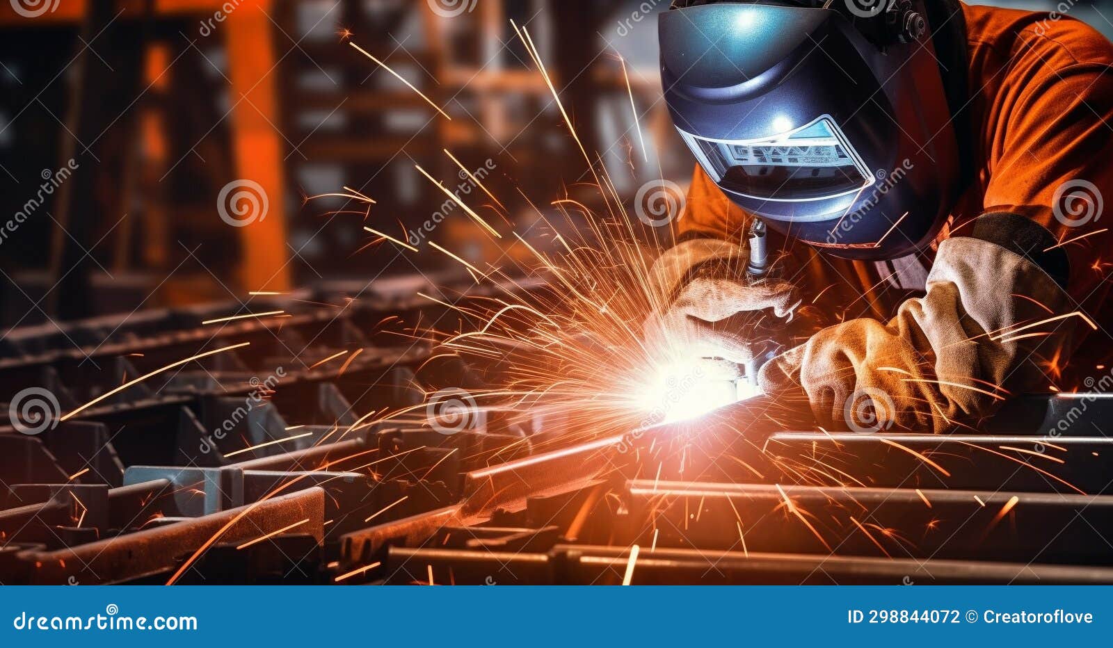 A Man Working Steel Welding Machine in Building Stock Illustration ...