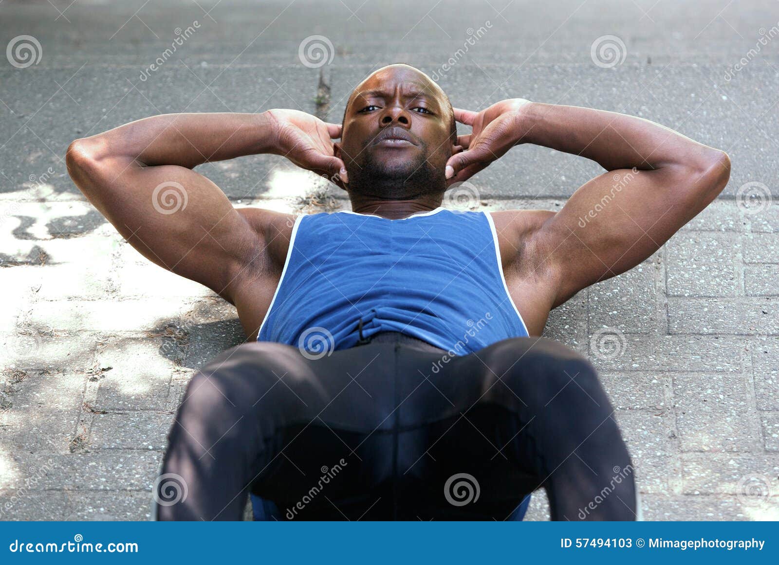 Man Working on Stomach Crunch Exercises Stock Image - Image of people ...
