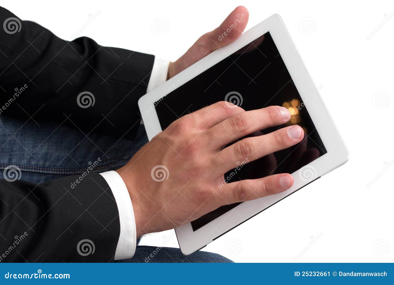 Man working on a tablet pc stock image. Image of display - 25232661