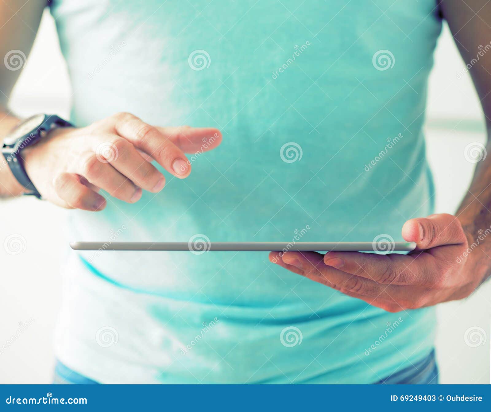 Man working with tablet pc stock image. Image of office - 69249403