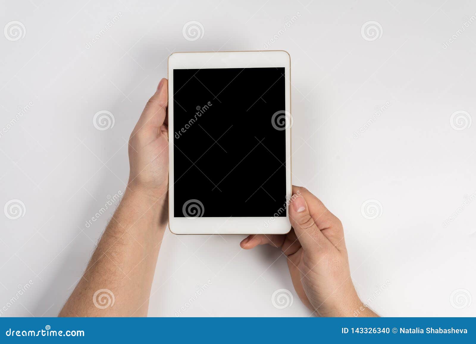 Man Working with Tablet, Top View Stock Photo - Image of isolated ...