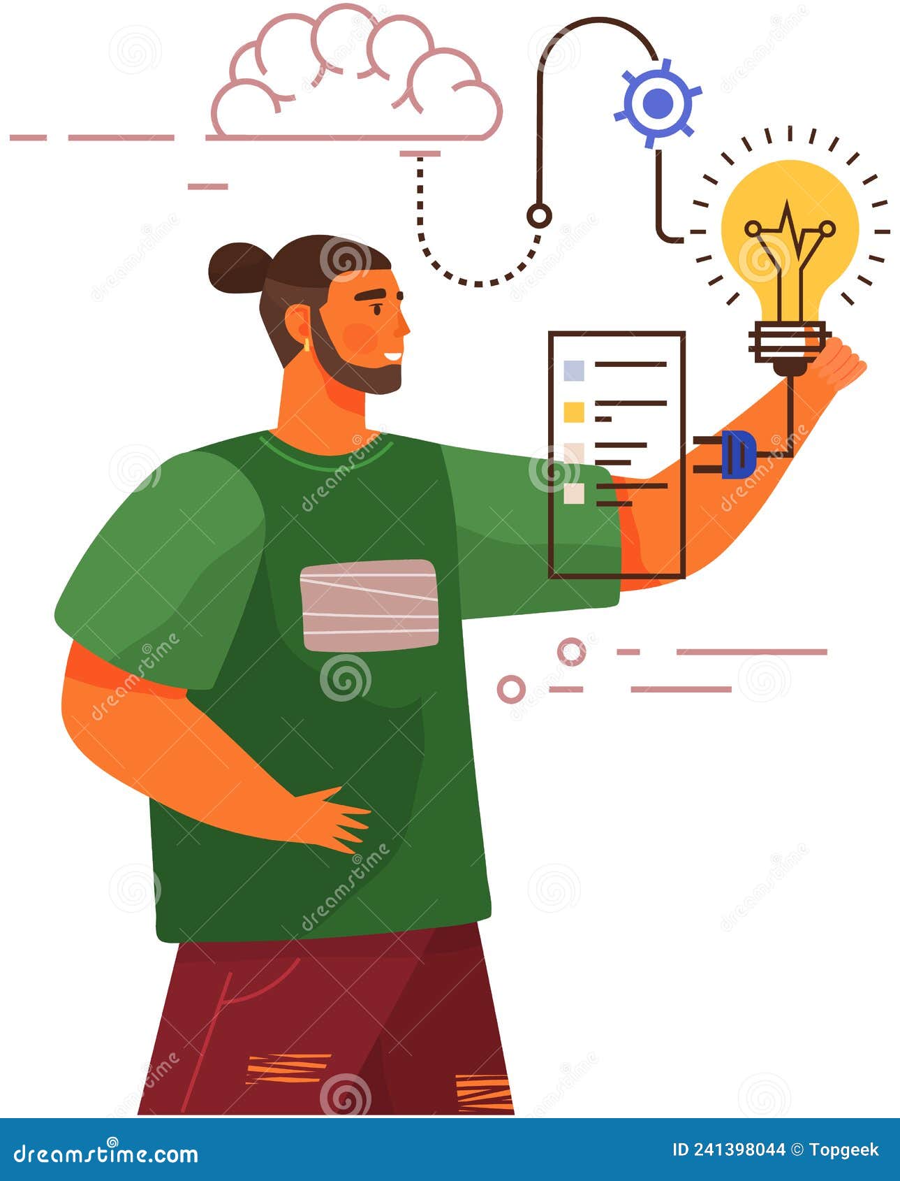 Technical, Logical Thinking, Mental Perceiving Concept. Man Fixing Equipment, Connecting Wires ...