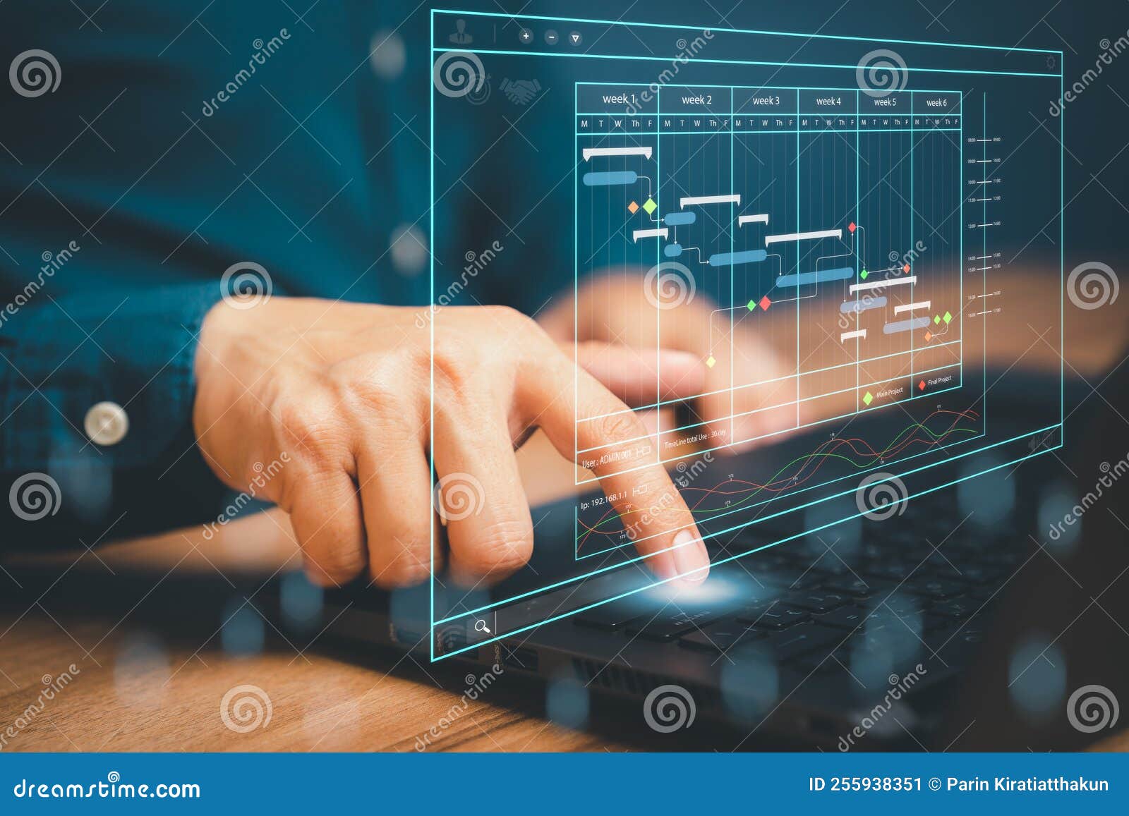Man Working with Laptop in Business Analytics System To Make Report with KPI and Metrics ...