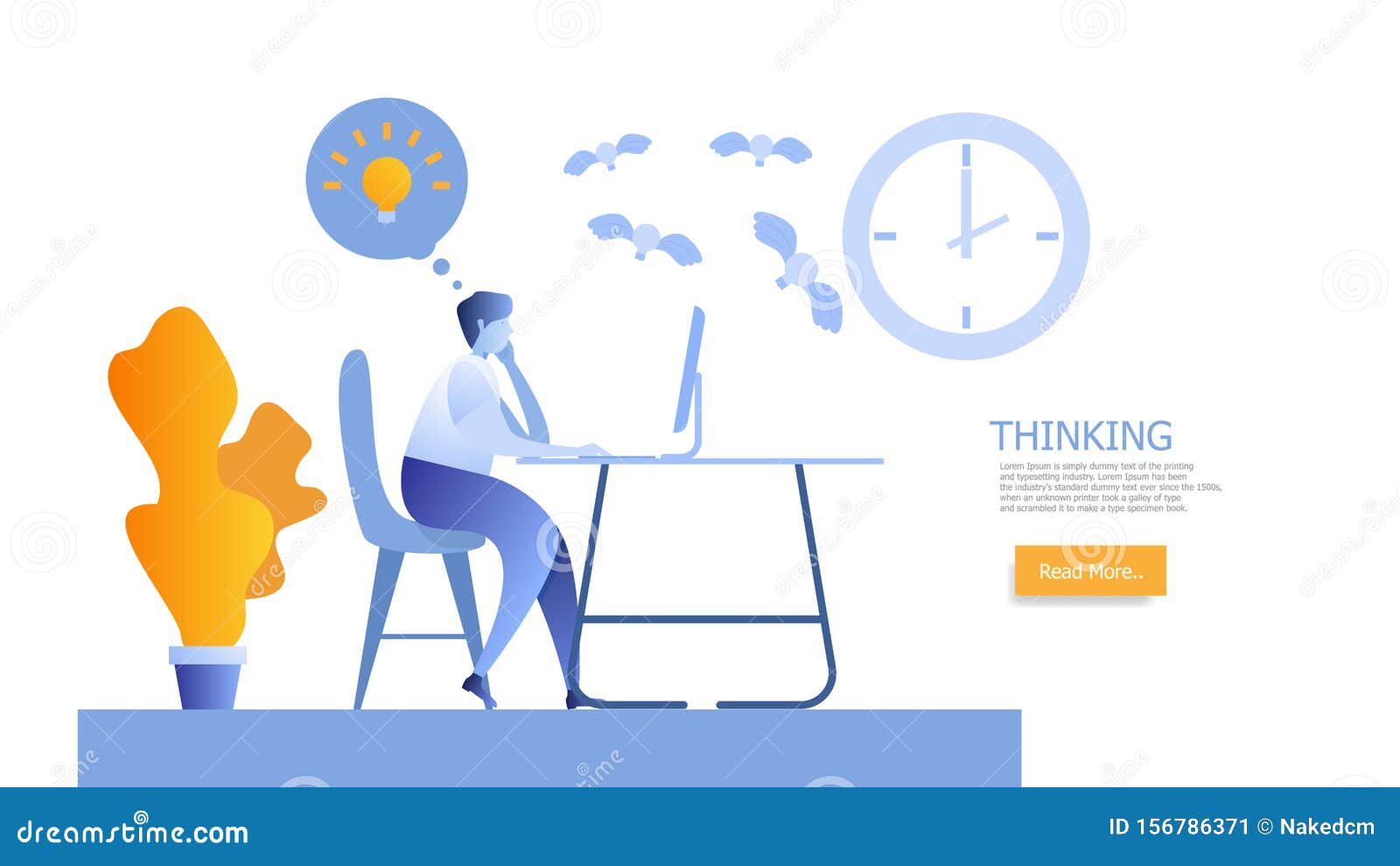 Man Working and Thinking for Idea Stock Vector - Illustration of ...