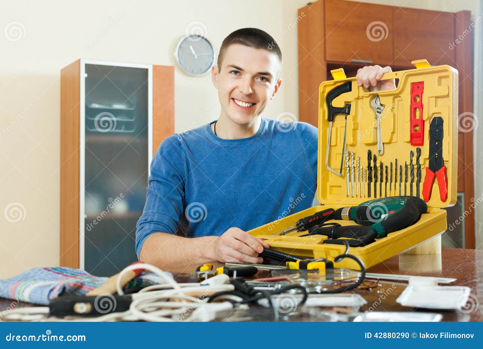 Man with working tools stock photo. Image of smiling - 42880290