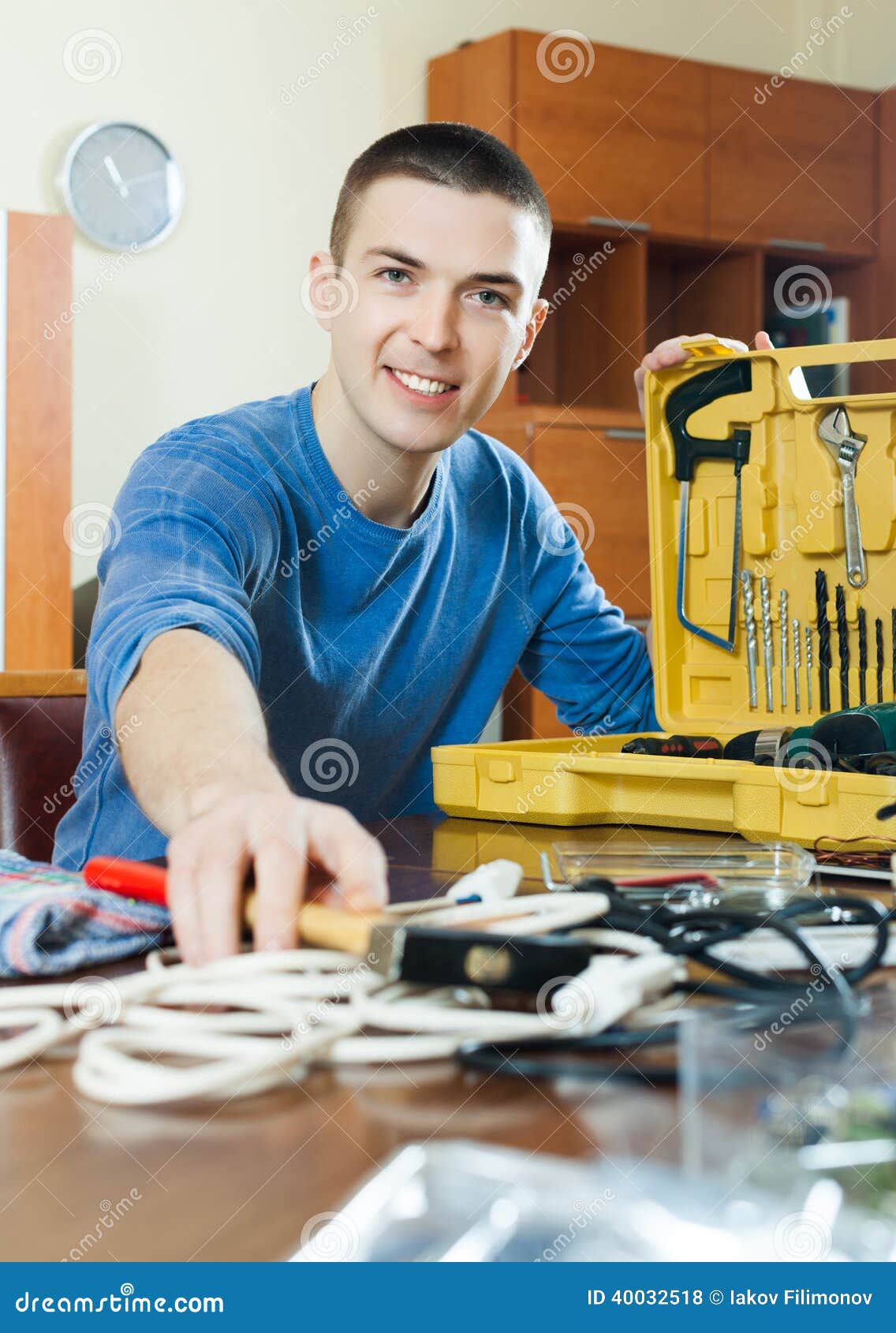 Man with working tools stock photo. Image of drill, workshop - 40032518