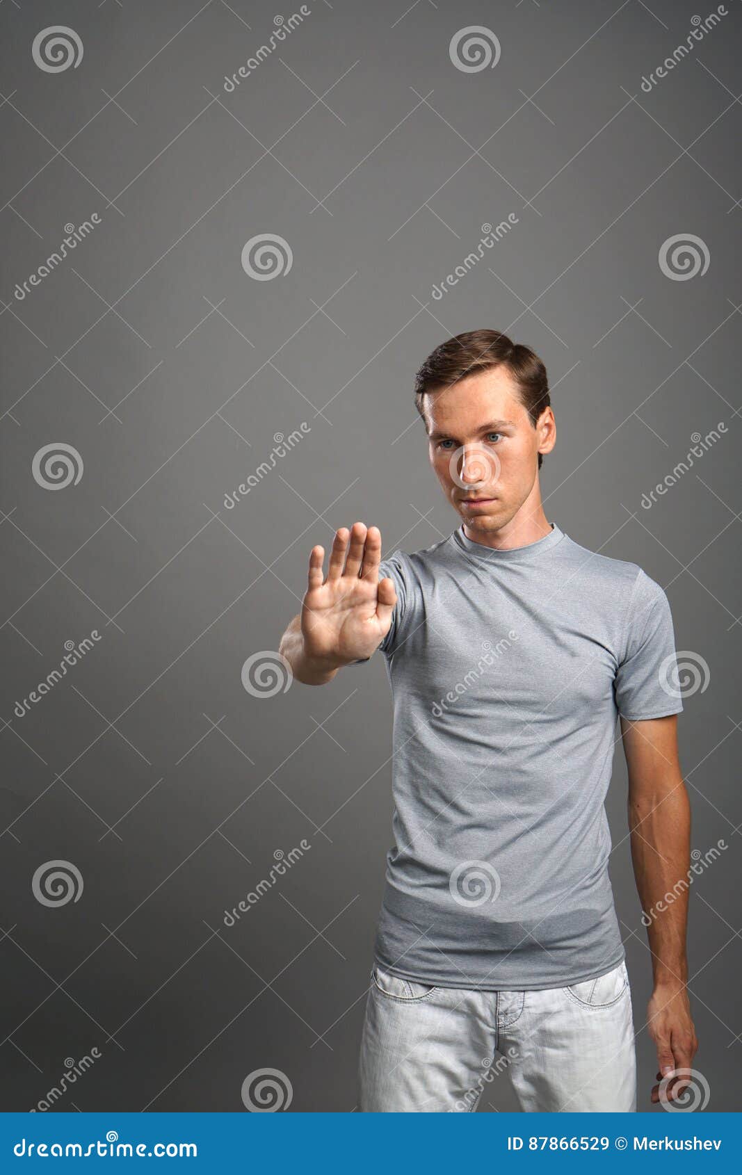 Man Working with Transparent Virtual Interface Screen. Stock Image ...