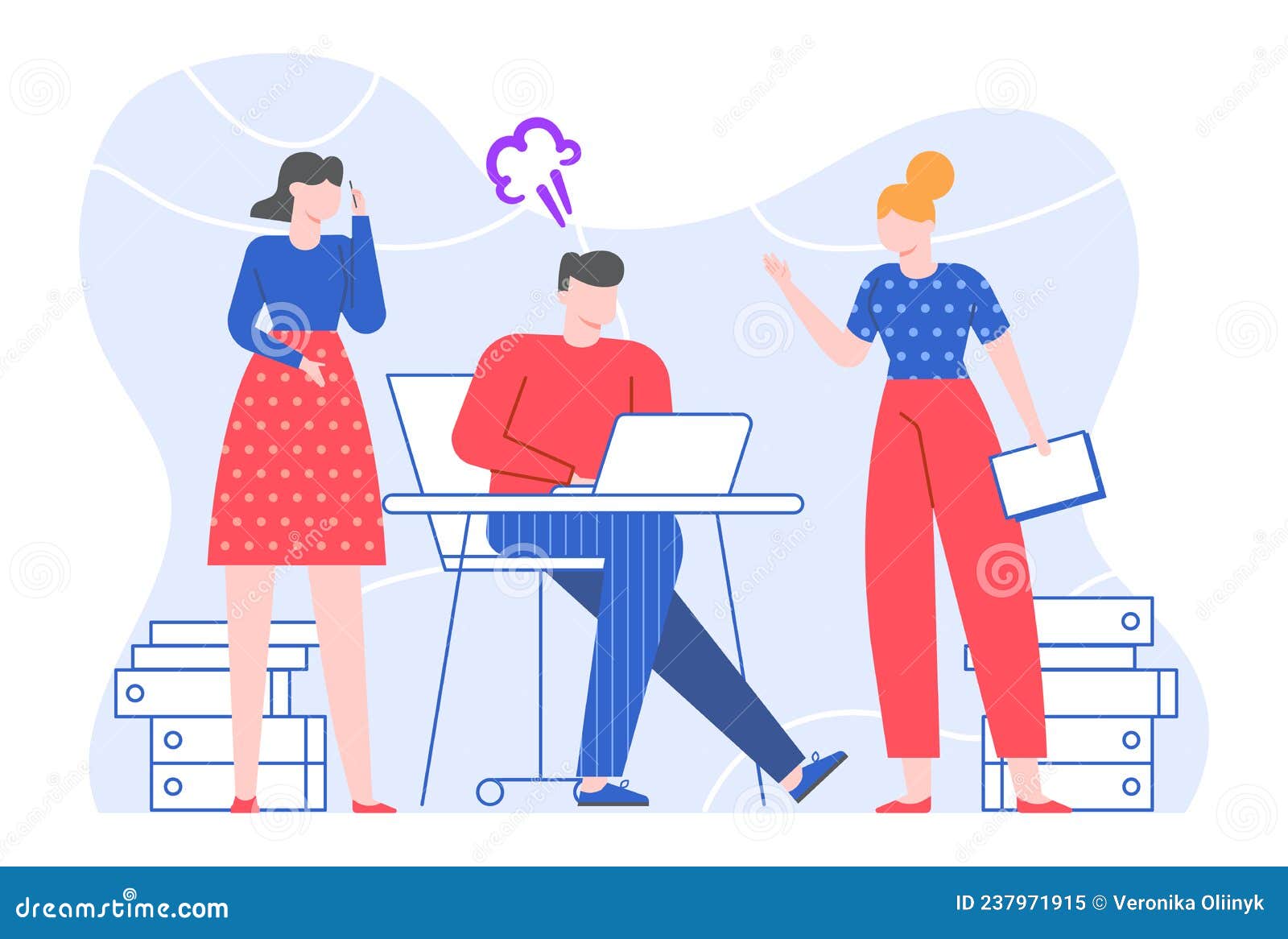 Man Working Under Presure and Control of Boss Stock Vector ...