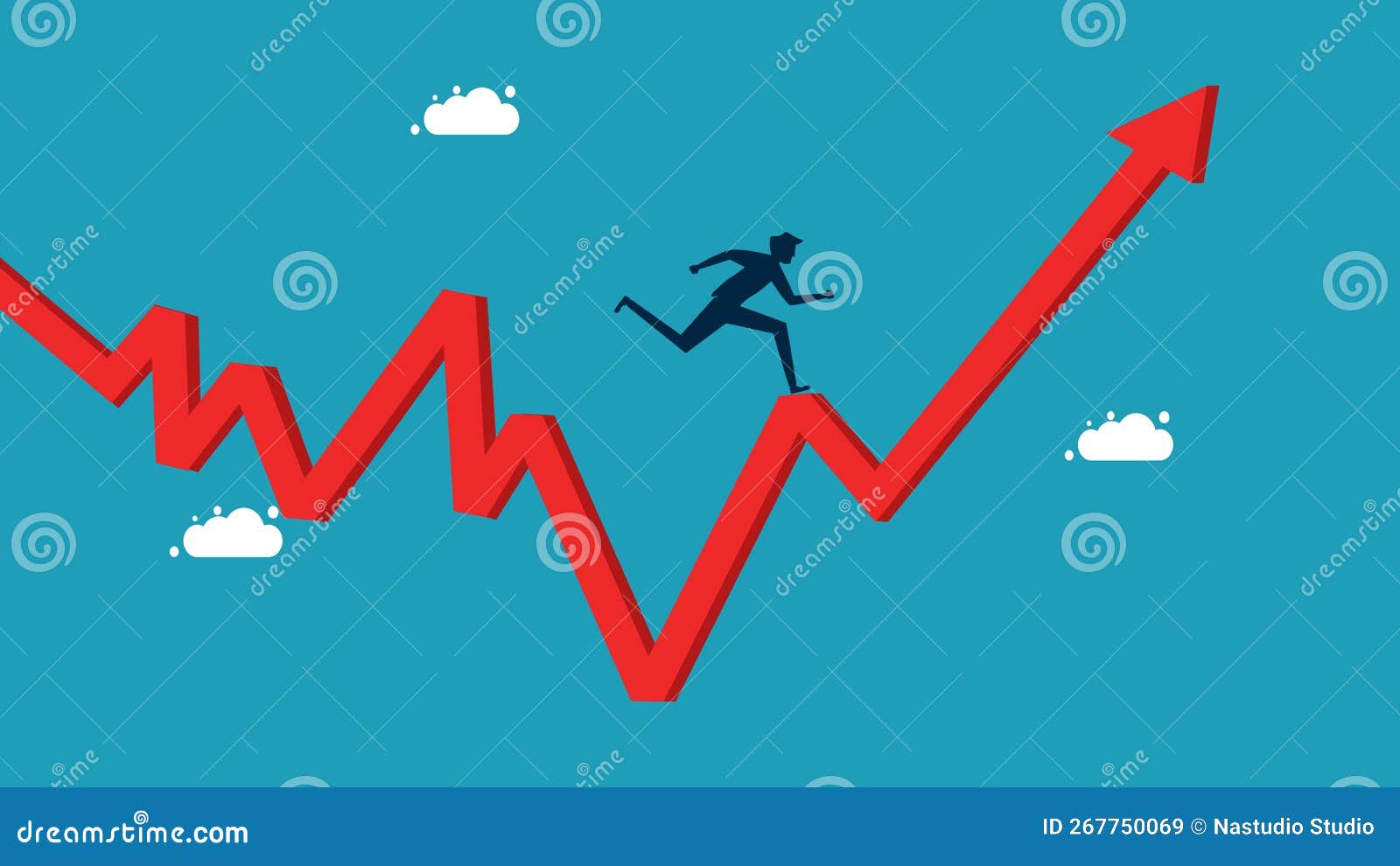 Man Working on Unstable Graph. Live in a Crisis Stock Vector ...
