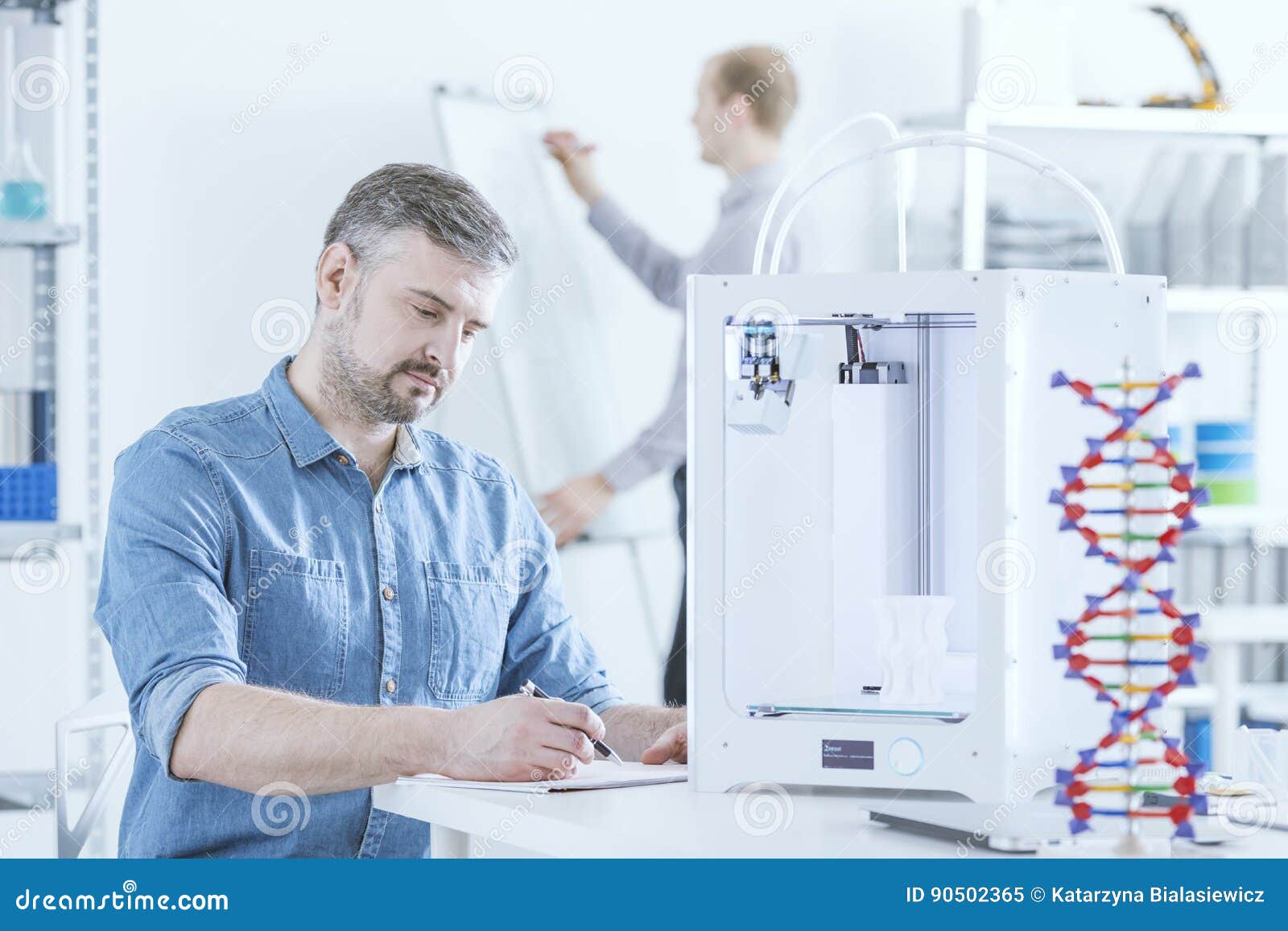 Man Working Using 3D Printer Stock Image - Image of roll, science: 90502365