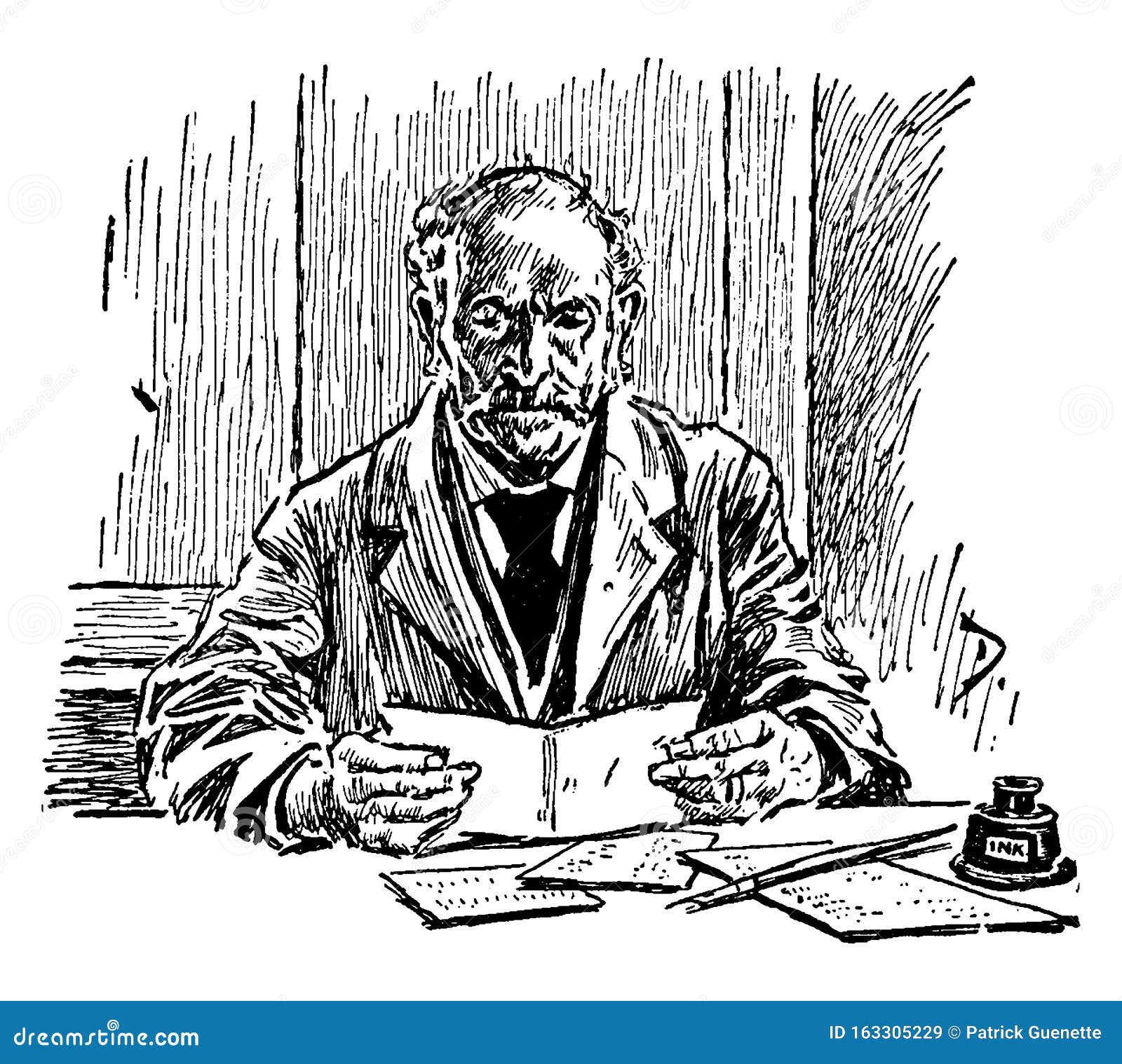 Man Working, Vintage Illustration Stock Vector - Illustration of line ...