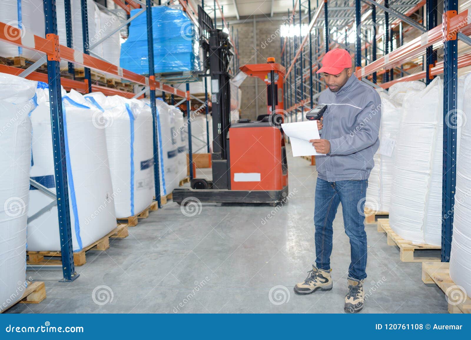 Man working in warehouse stock photo. Image of crate - 120761108
