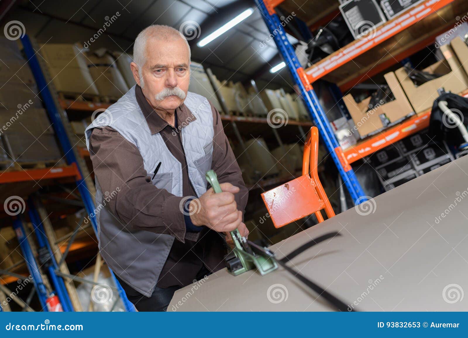 Man working in warehouse stock image. Image of cutting - 93832653