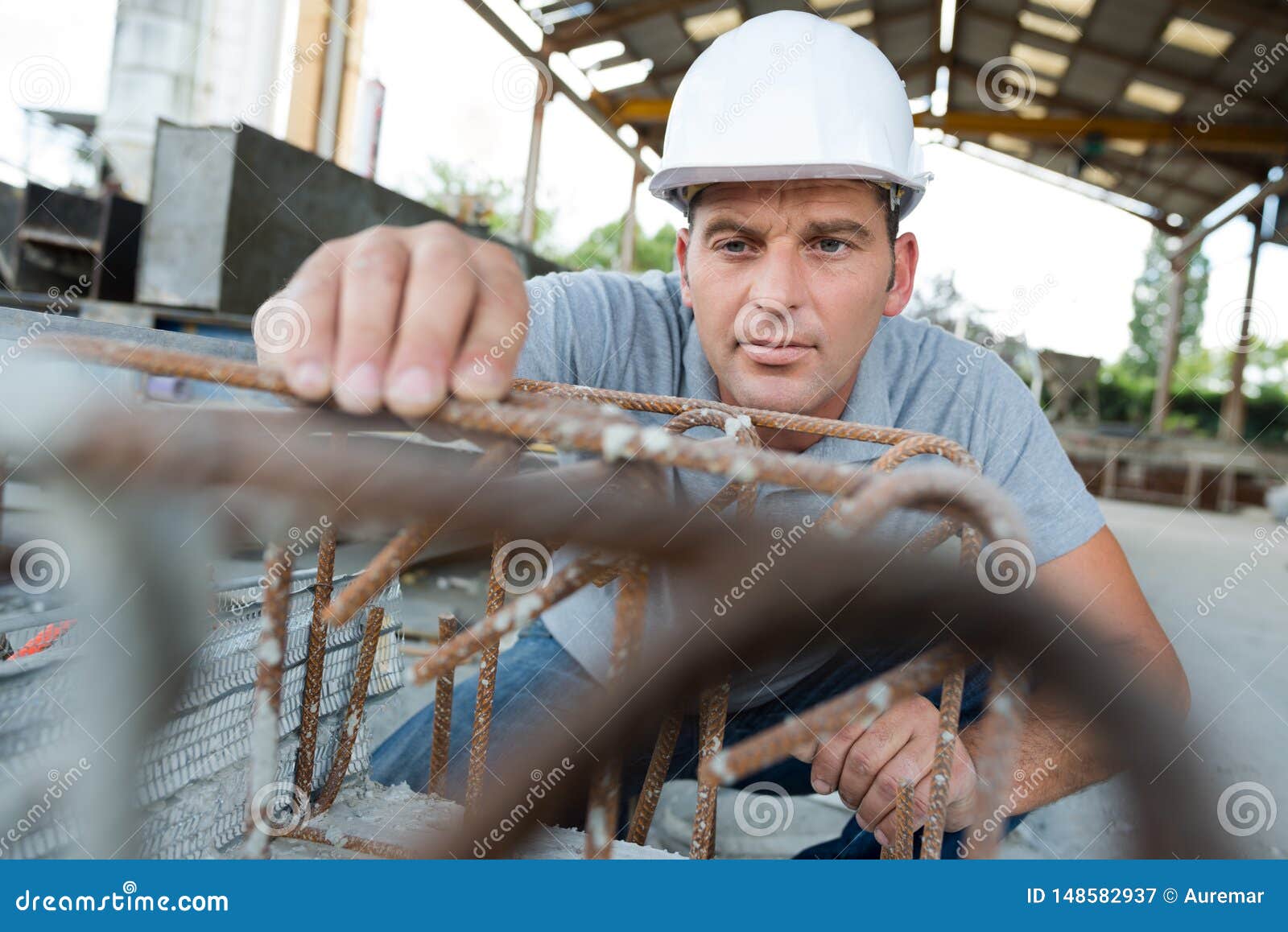Reinforcing Ironworker Working On Concrete Formwork Stock Photo ...