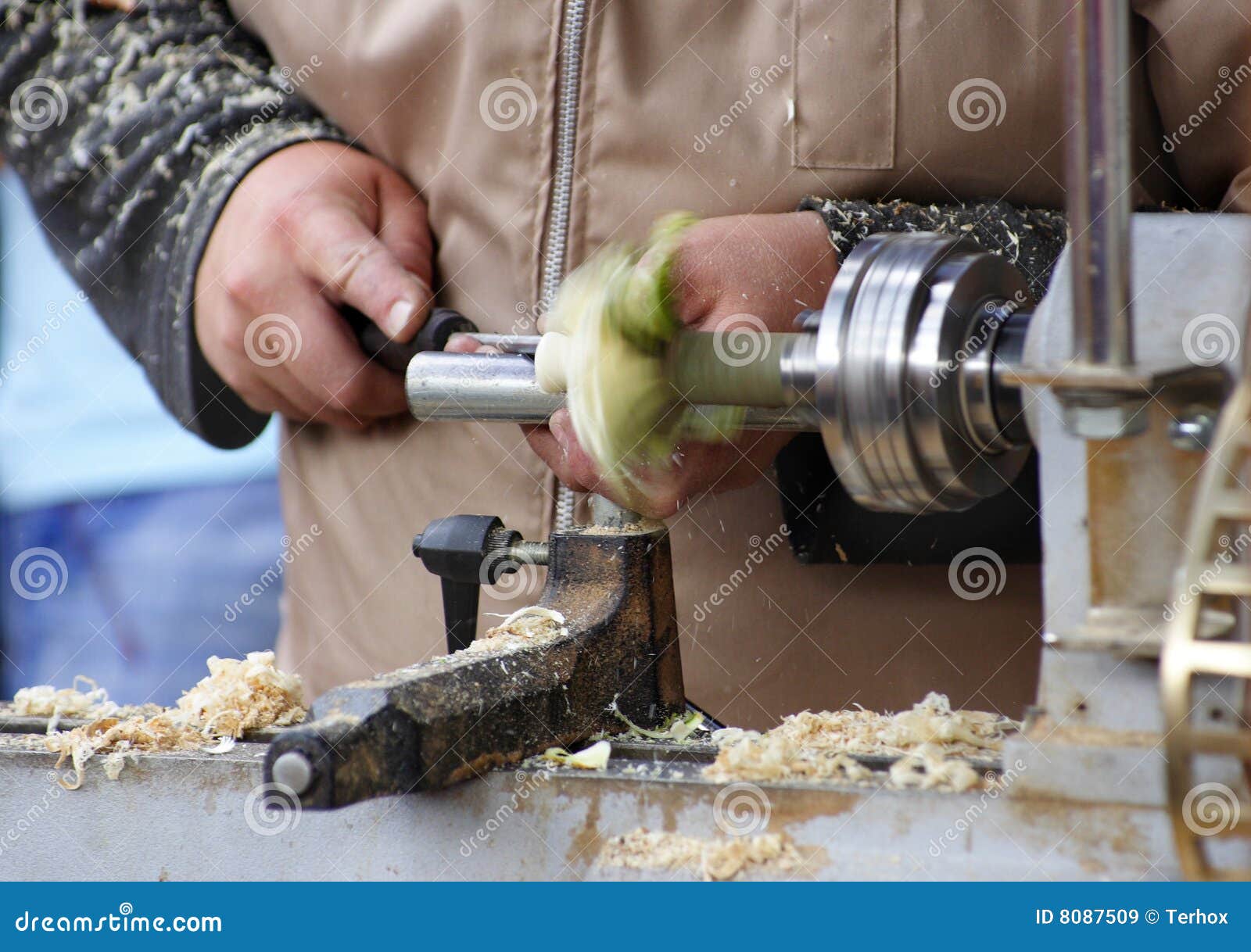 Man working at wood lathe stock image. Image of machine - 8087509