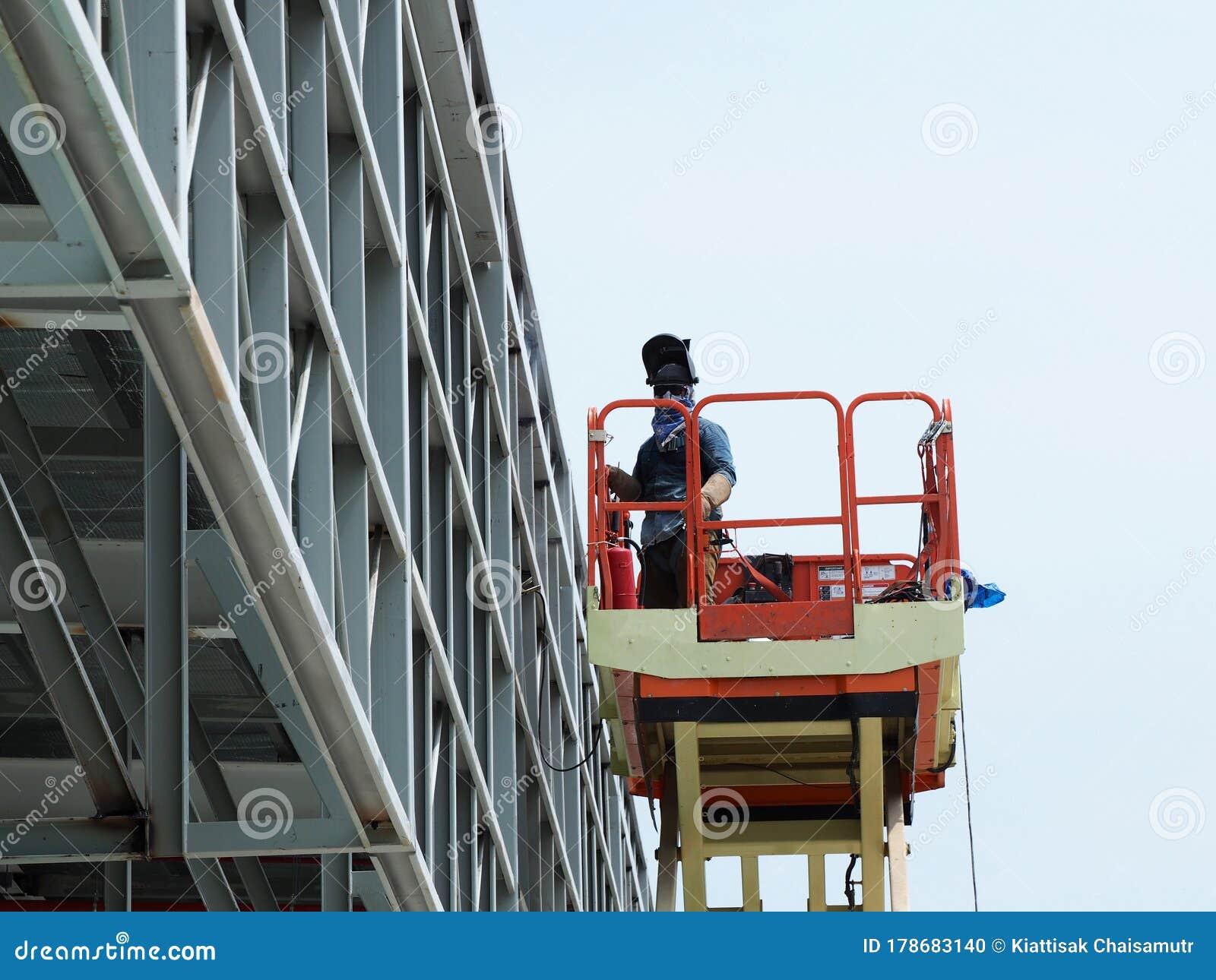 Man Working on the Working at Height on Construction Stock Photo ...
