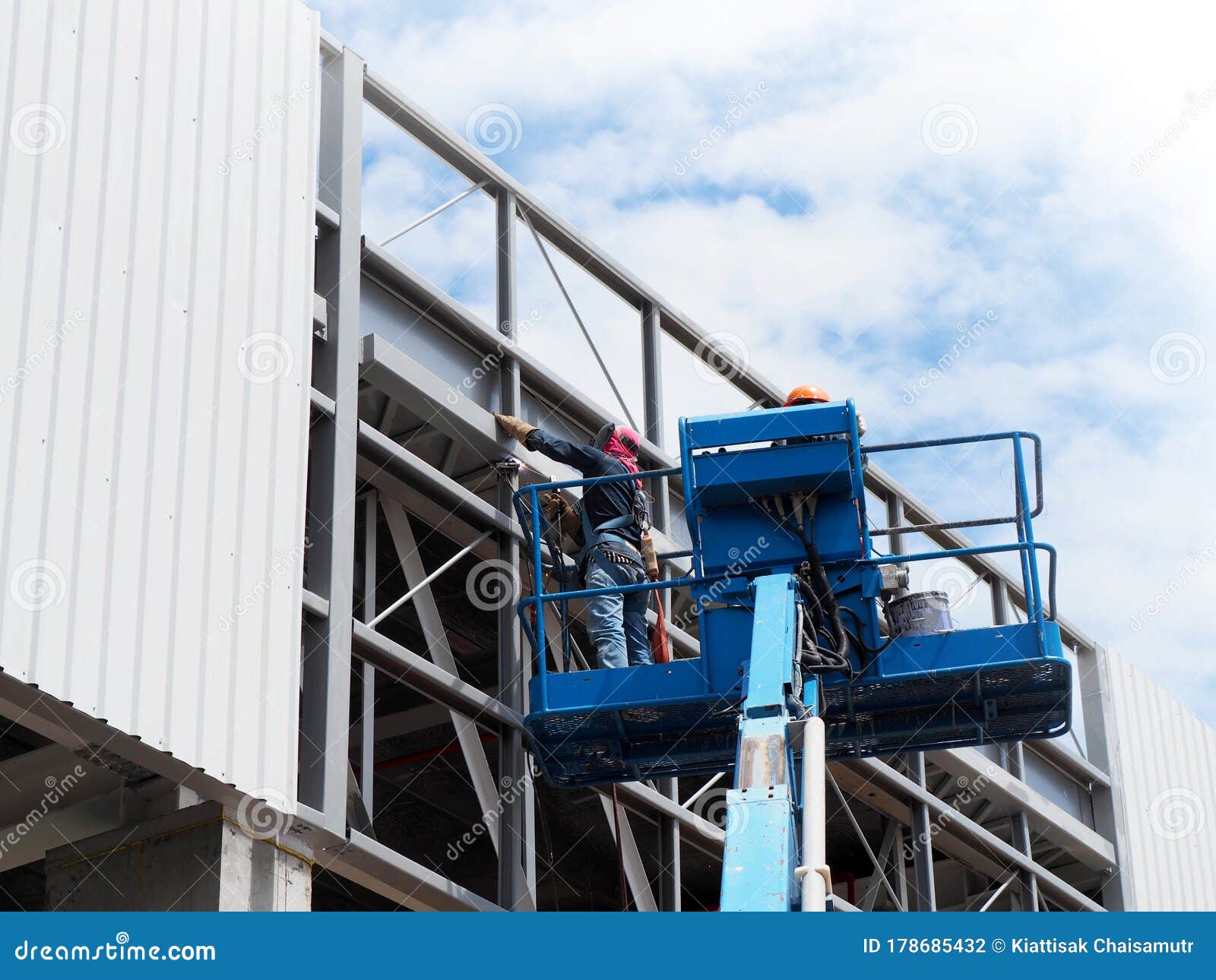 Man Working on the Working at Height on Construction Stock Photo ...