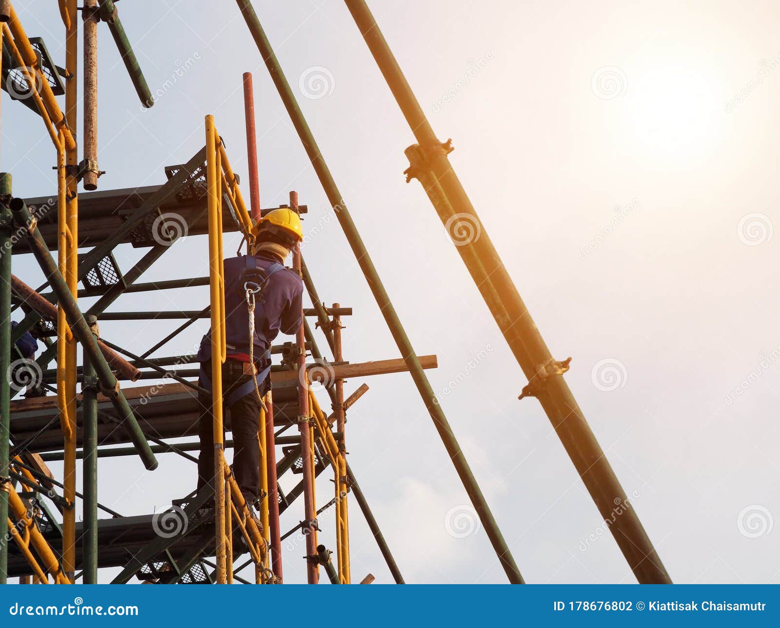 Man Working on the Working at Height on Construction Stock Photo ...