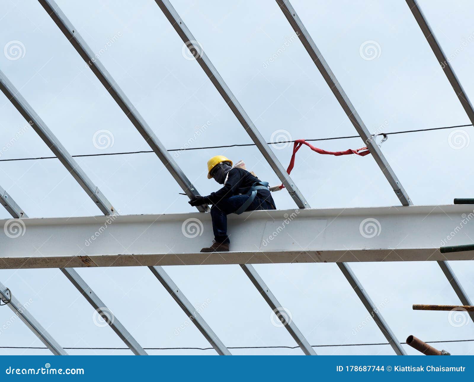 Man Working on the Working at Height on Construction Stock Photo ...