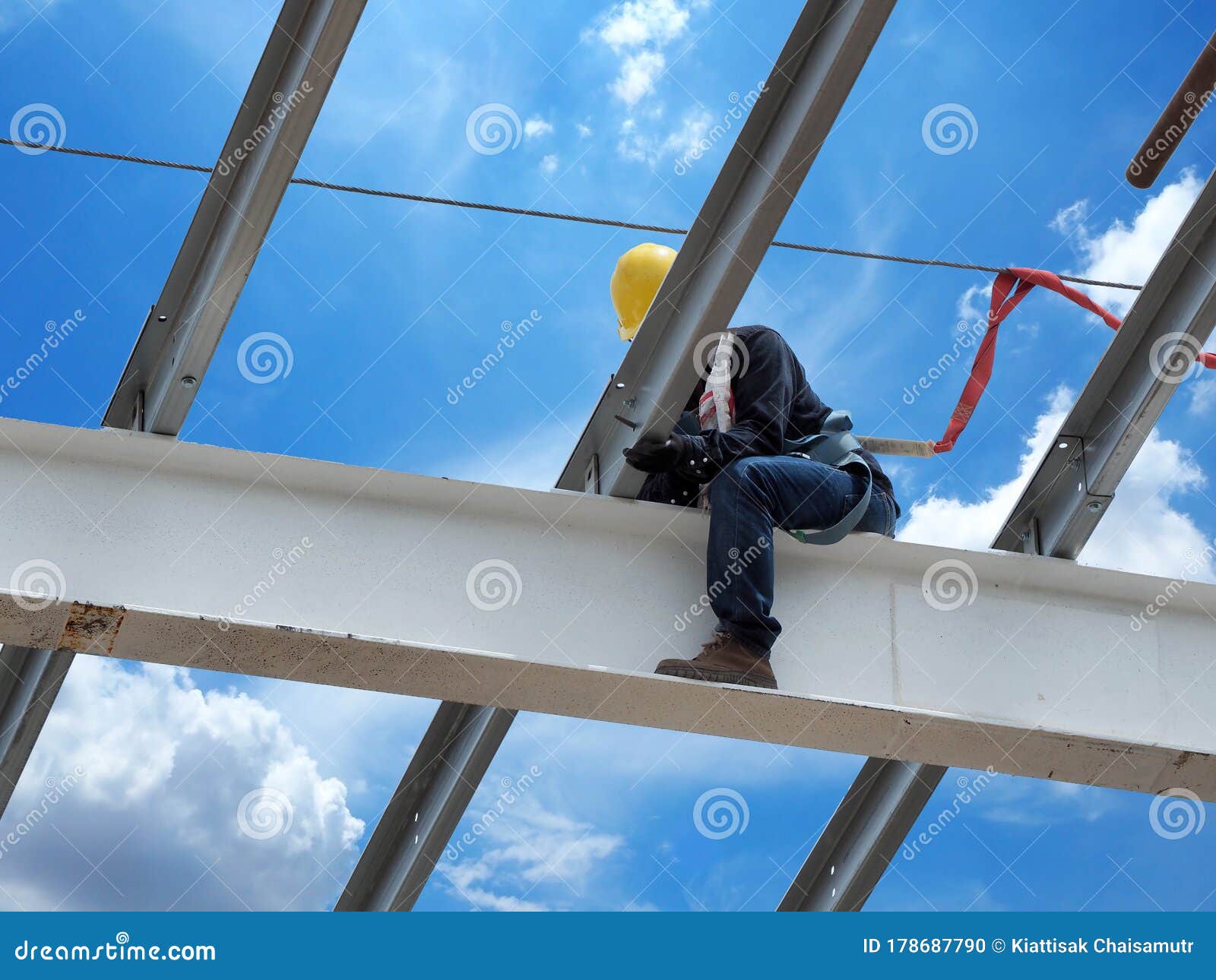 Man Working on the Working at Height on Construction Stock Photo ...