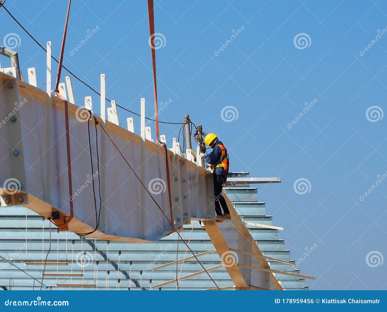 Man Working on the Working at Height on Construction Stock Photo ...